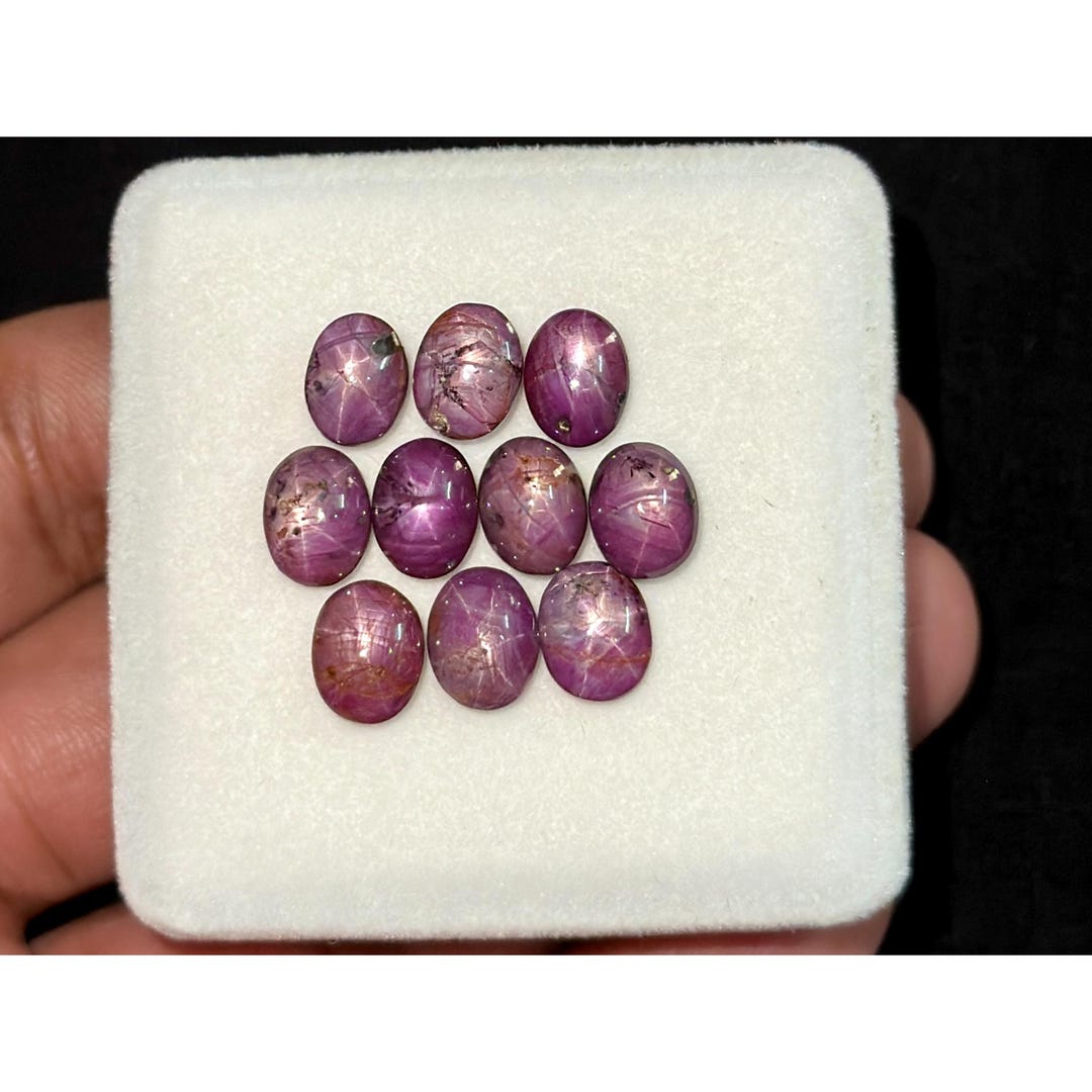 10 Piece, Six Rays Star Ruby Gemstone Lot, Natural Star Ruby Cabochon ...