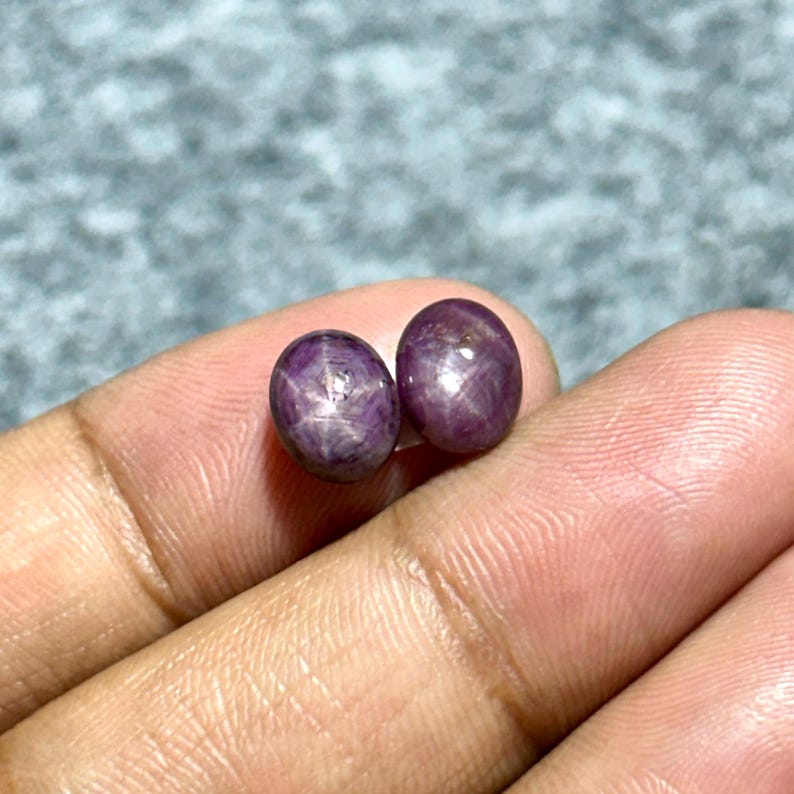 9x7x6mm, Six Rays Star Ruby Pair, Natural Star Ruby Gemstone Cabochon ...