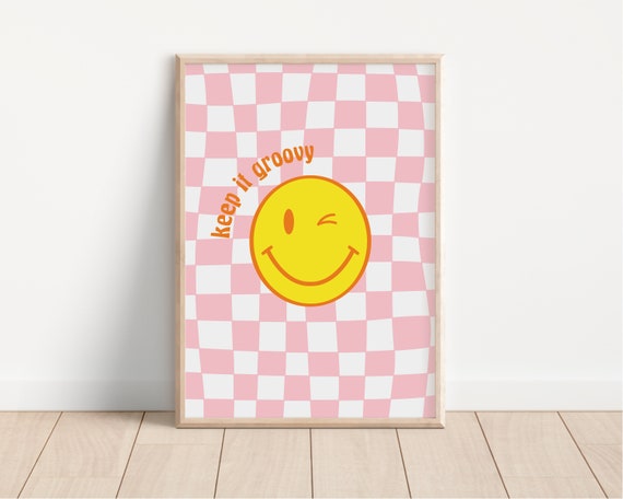 Teen Girls Bedroom Decor Smiley Face Flower Poster Printable Wall Art ...