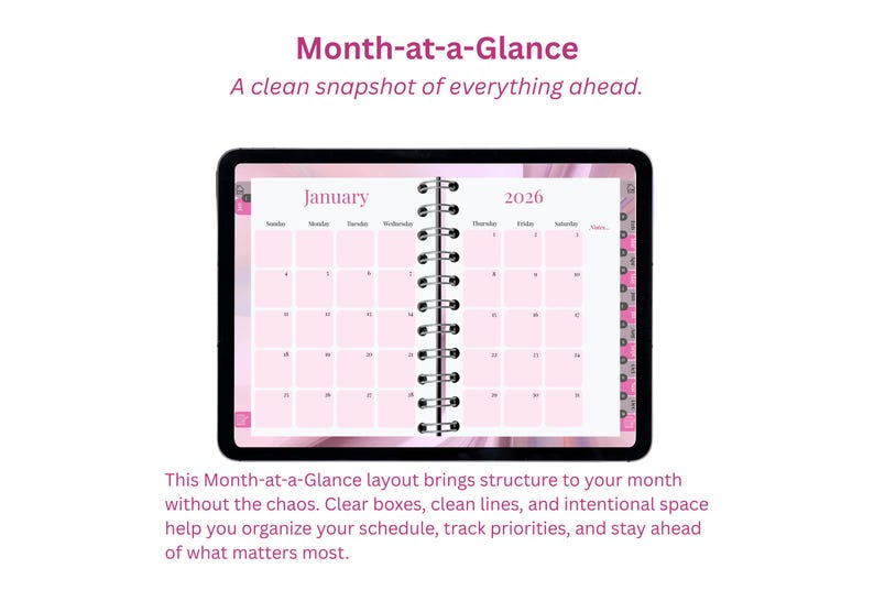 Pink 2026 Digital Planner | Monthly & Weekly Fillable PDF - Etsy