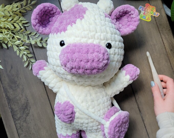 Jumbo Macaron Cow Plushie, Crochet Cow, Cow Stuffed Animal, Macaron ...