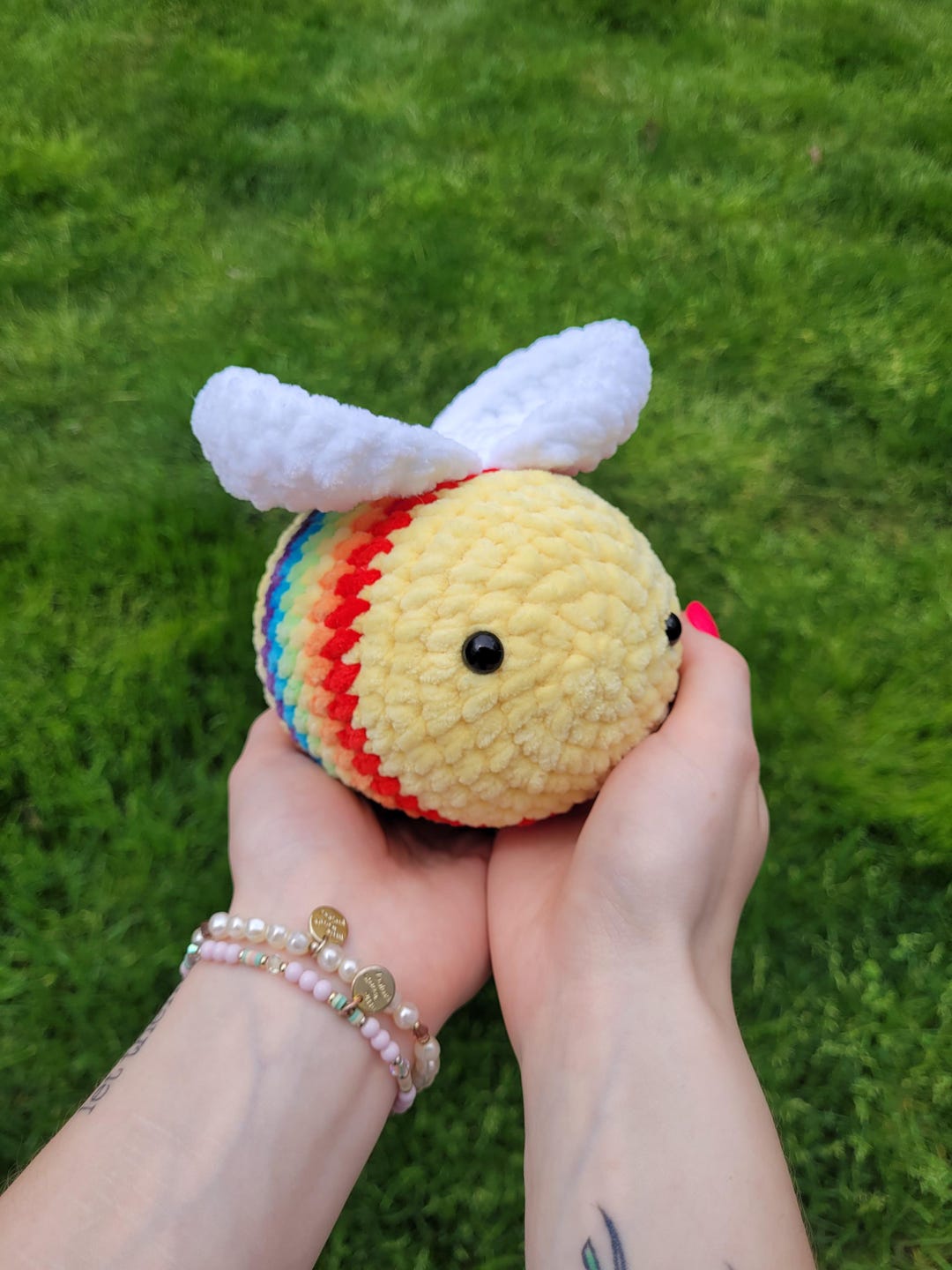 Rainbow Bee Plushie, Crochet Plush, Stuffed Animal, Birthday Gift ...