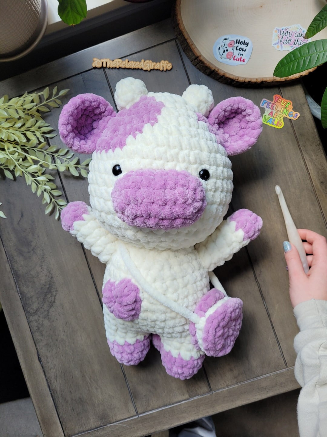 Jumbo Macaron Cow Plushie, Crochet Cow, Cow Stuffed Animal, Macaron ...