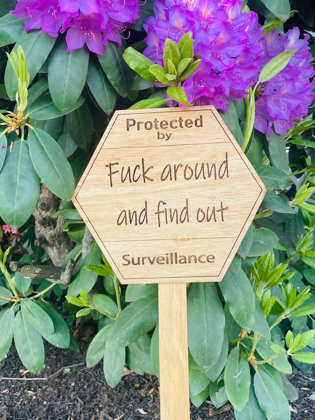Security Yard Sign/ Laser Engraved Yard Marker/ Wooden Garden Sign ...