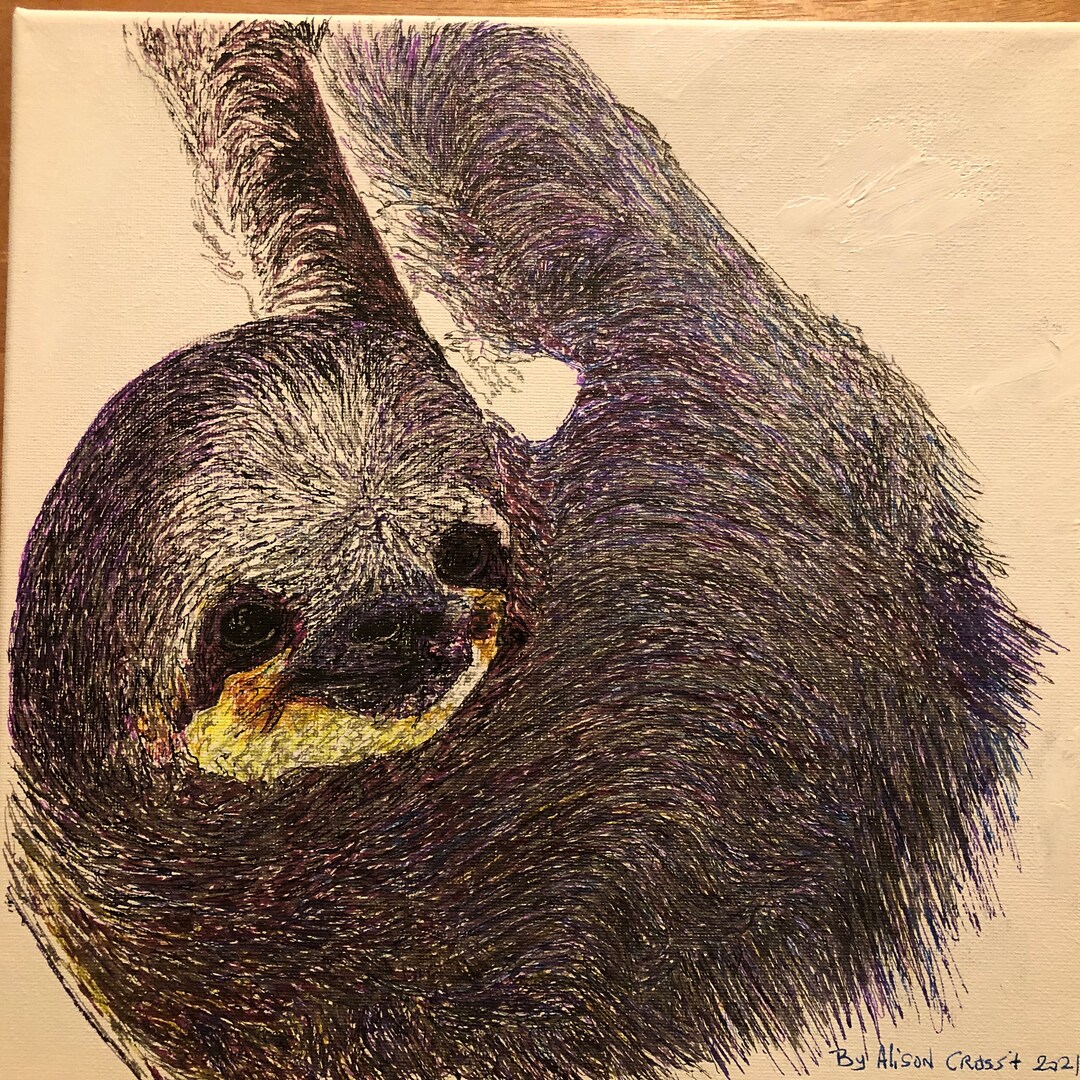 Sloth of Hope in Rainbows in Metallic Colours Original Painting on ...