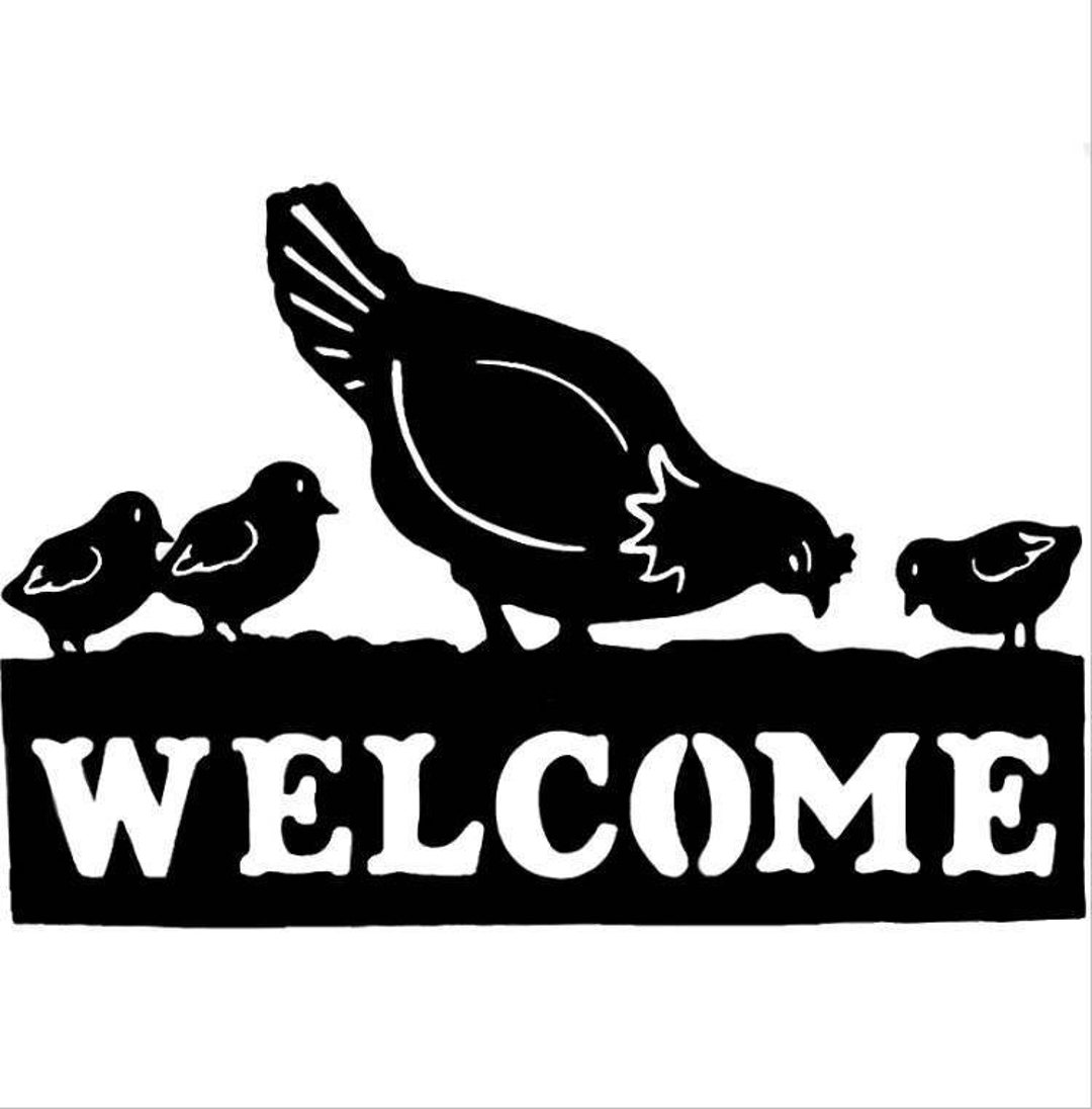 Metal Welcome Sign With Chicken and Chicks - Etsy