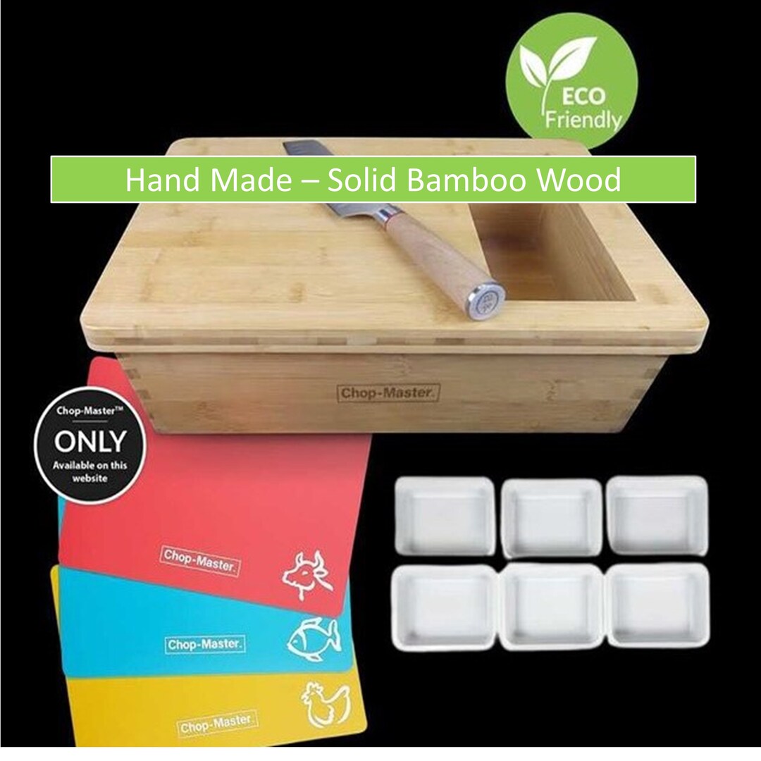 Bamboo Chopping Board Set With Waste Hatch Wood Eco - Etsy