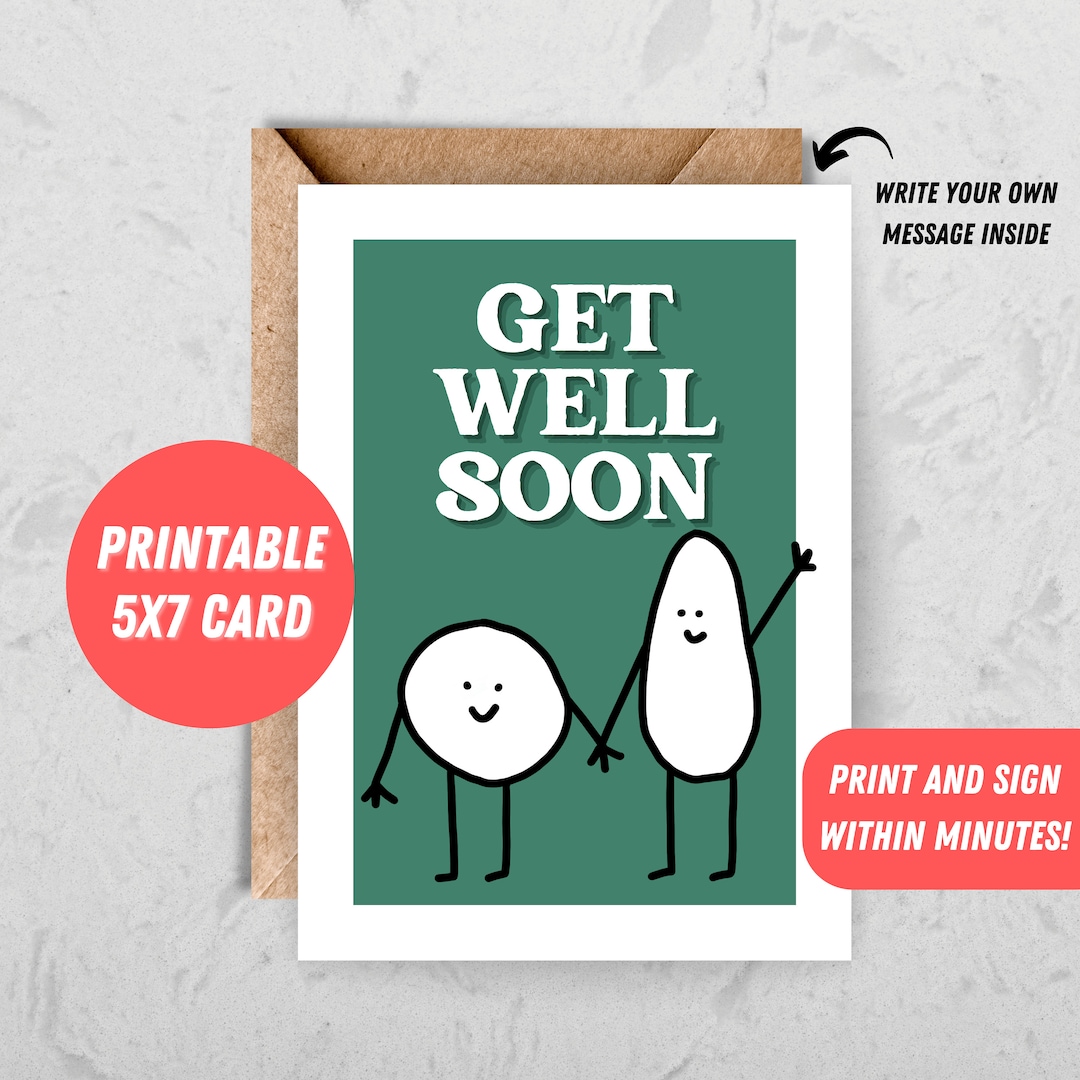Get Well Soon Card Cute Speedy Recovery Card Digital Download ...
