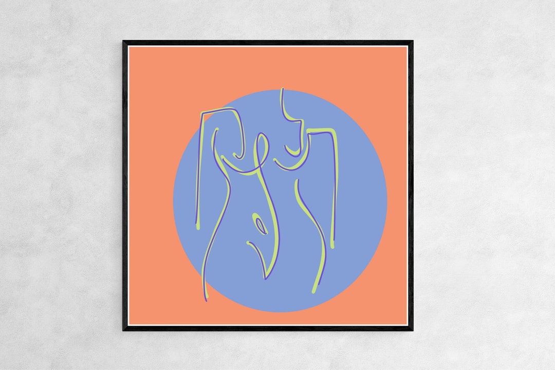 Abstract Female Nude Line Art Neon Woman Drawing Single Line Art ...