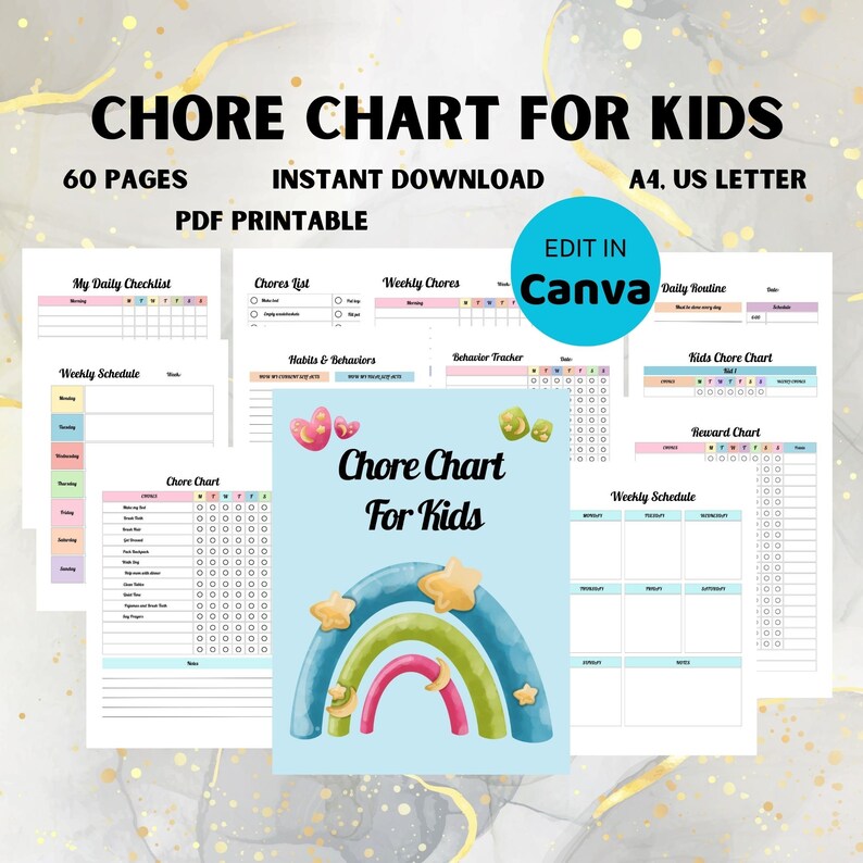 Editable Kids Responsibility Chore Chart Printable, Homeschool Planner ...