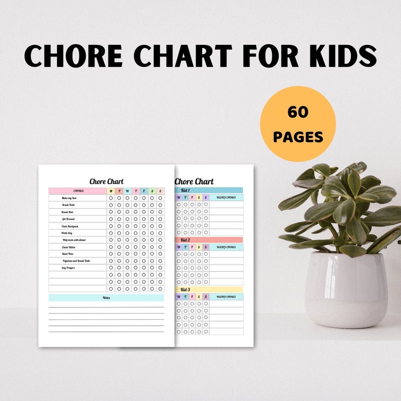 Editable Kids Responsibility Chore Chart Printable, Homeschool Planner ...