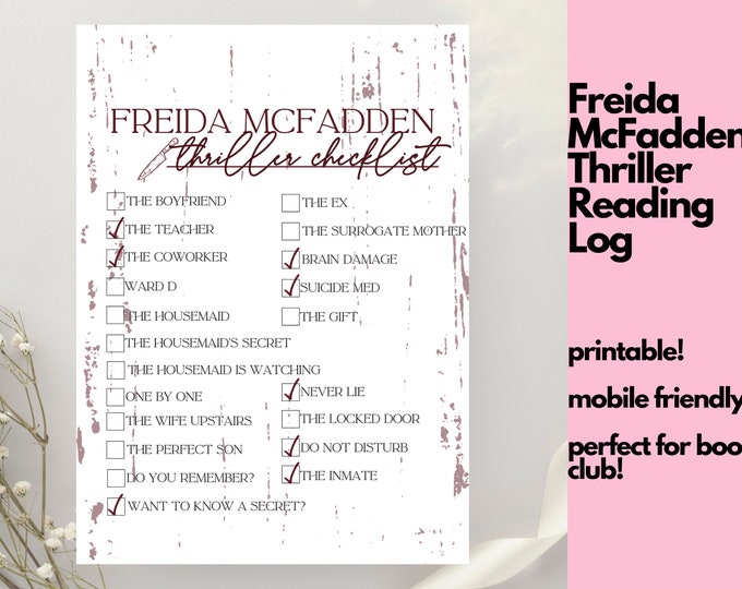 Freida Mcfadden Book List Reading Log, Printable Checklist, Thriller ...