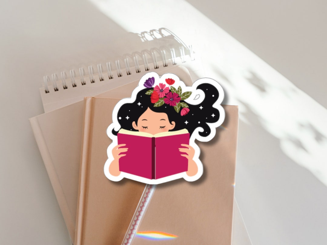 Girl Reading Sticker, Reading Sticker, Bookworm Sticker, Laptop Sticker ...