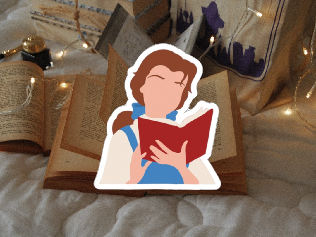 Belle Reading Sticker, Book Sticker, Kindle Sticker, Laptop Sticker - Etsy