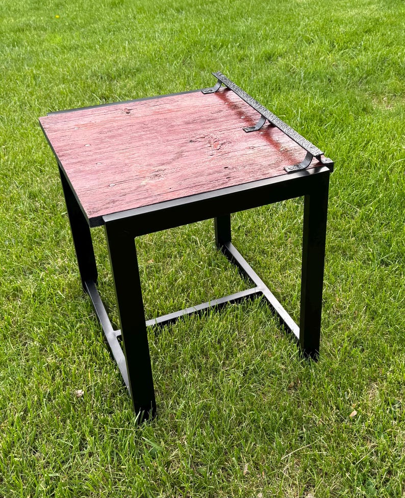 Vintage Reclaimed Upcycled Red Barn Wood Side Library Coffee Table With ...