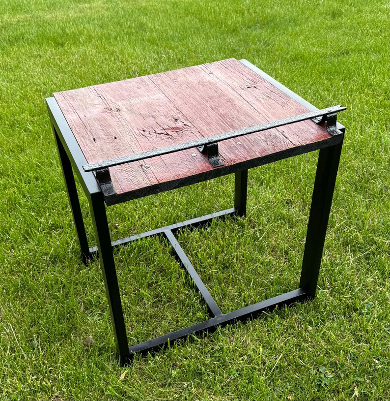 Vintage Reclaimed Upcycled Red Barn Wood Side Library Coffee Table With ...
