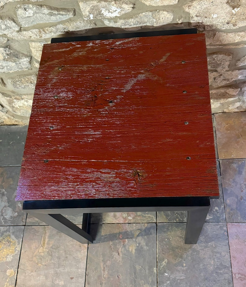 Vintage Reclaimed Upcycled Red Barn Wood Side Library Coffee Table With ...