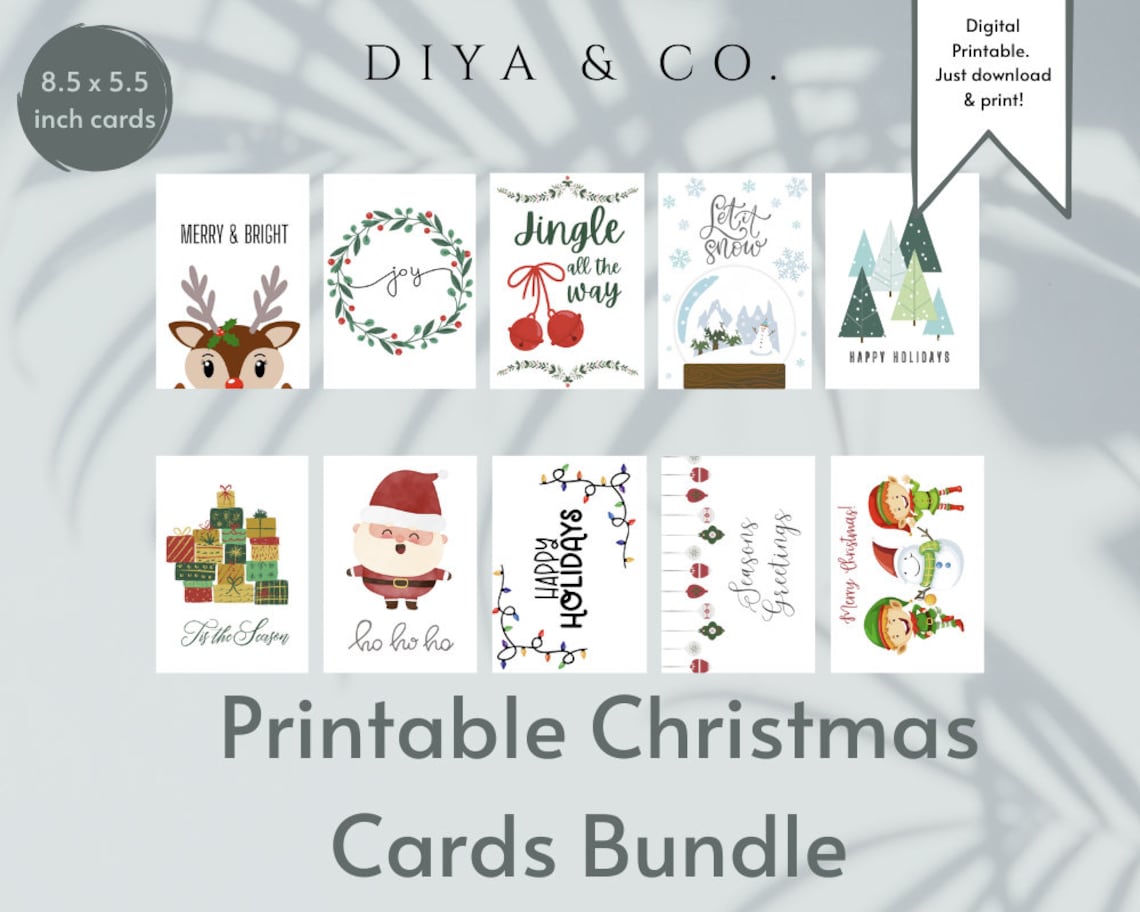 INSTANT DOWNLOAD Printable Christmas Holiday Card Multi-pack - Etsy