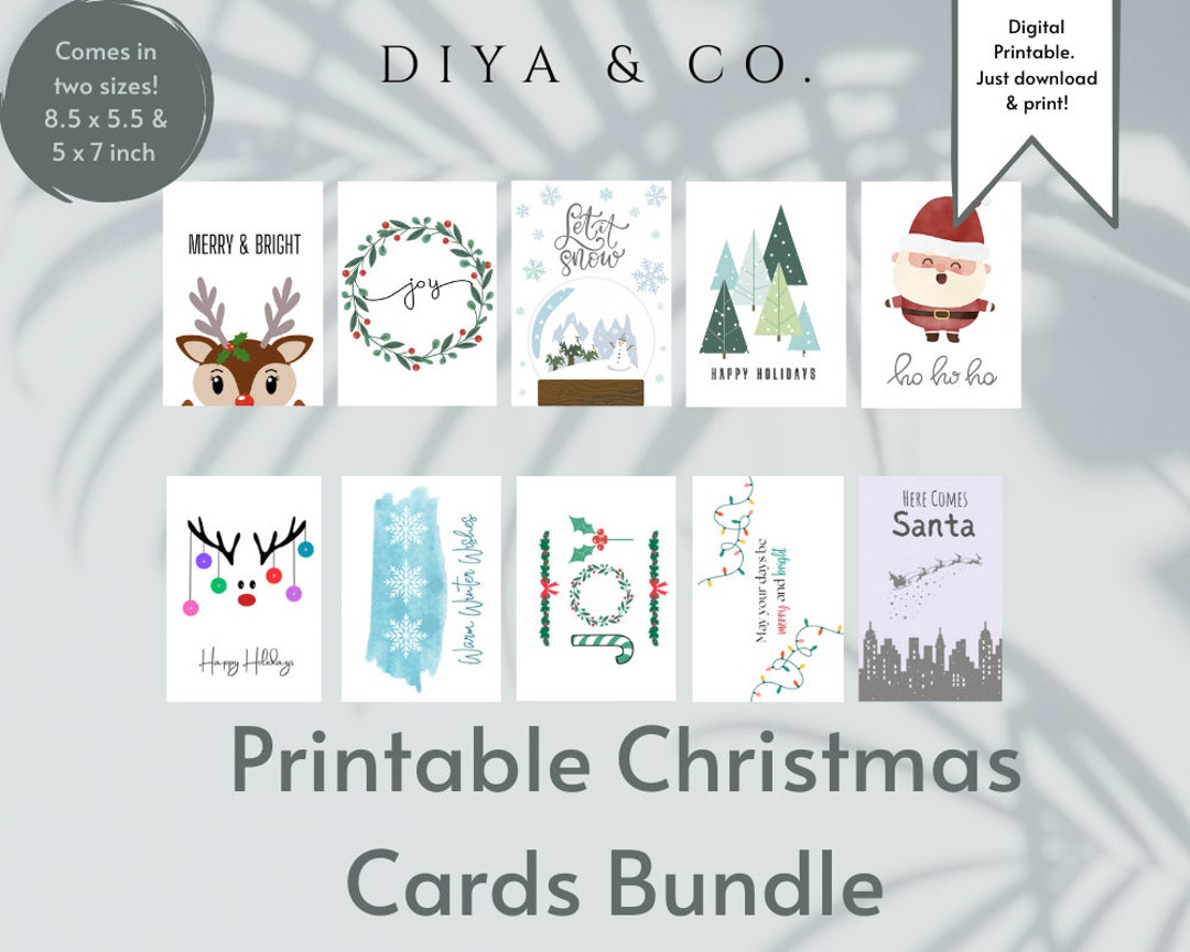 INSTANT DOWNLOAD! Printable Christmas Holiday Card Multi-pack Bundle ...