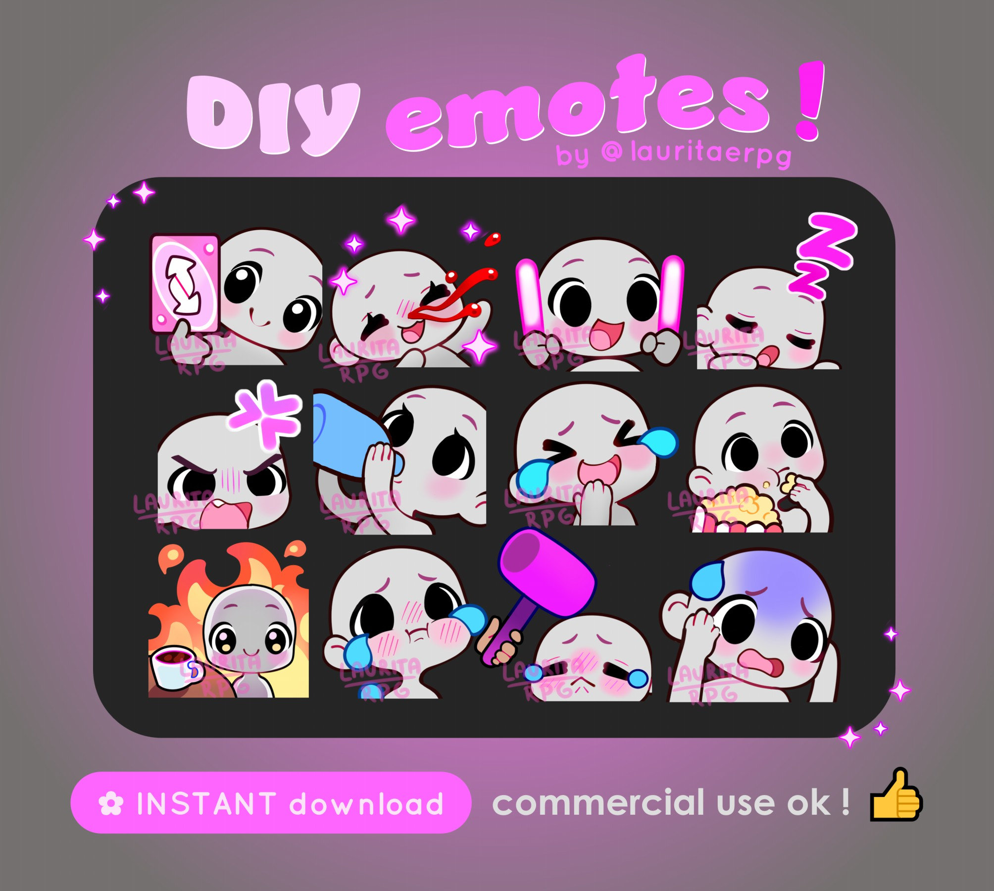 27 Cute Emotes Bases for Twitch, DIY Your Own Emotes, Discord Stickers ...