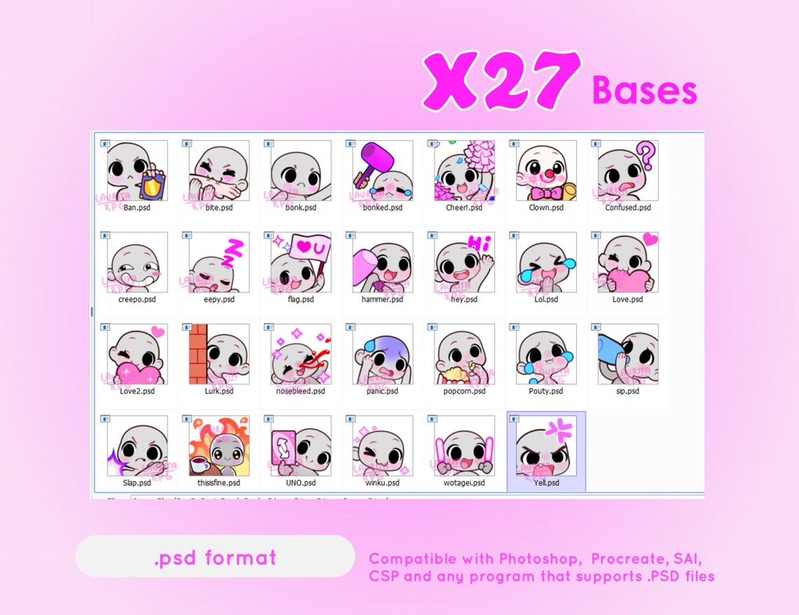 27 Cute Emotes Bases for Twitch, DIY Your Own Emotes, Discord Stickers ...