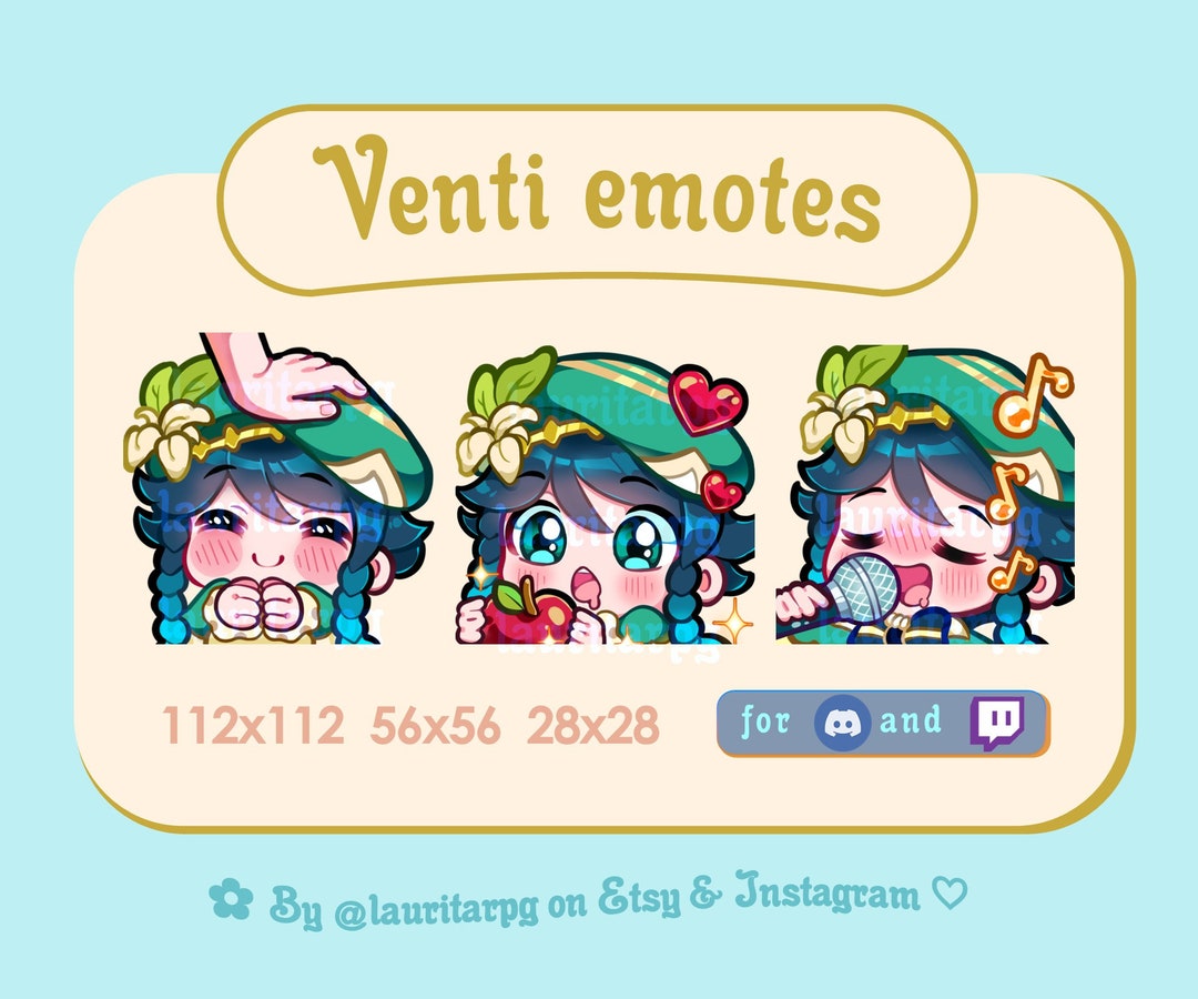 Venti Emotes Set 1, Emotes for Twitch and Discord, Genshin Impact ...