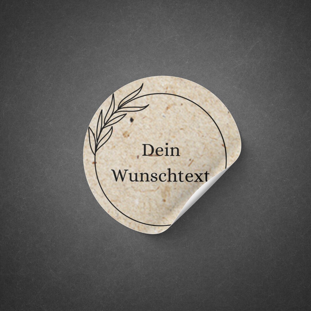 Round Personalized Label, Individual Stickers, Stickers Made of Grass ...
