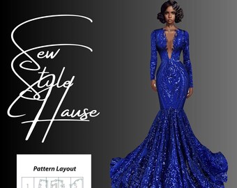 Halter Style Bodycon Mermaid Gown, PDF Sewing Pattern, Digital Download ...