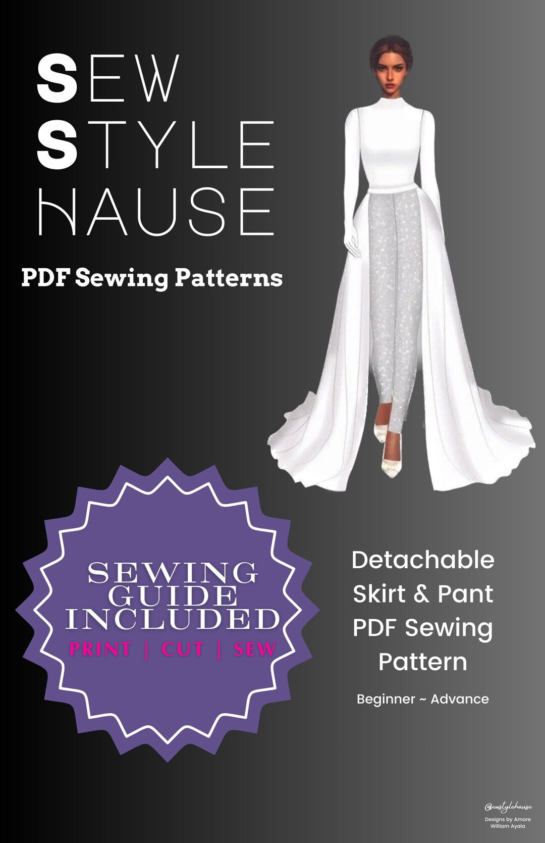 Pant & Detachable Skirt PDF Sewing Pattern - Etsy Canada