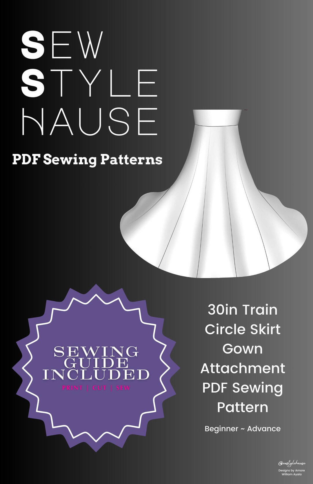 30in Gown Train Knee Seam Attachment PDF Sewing Pattern - Etsy