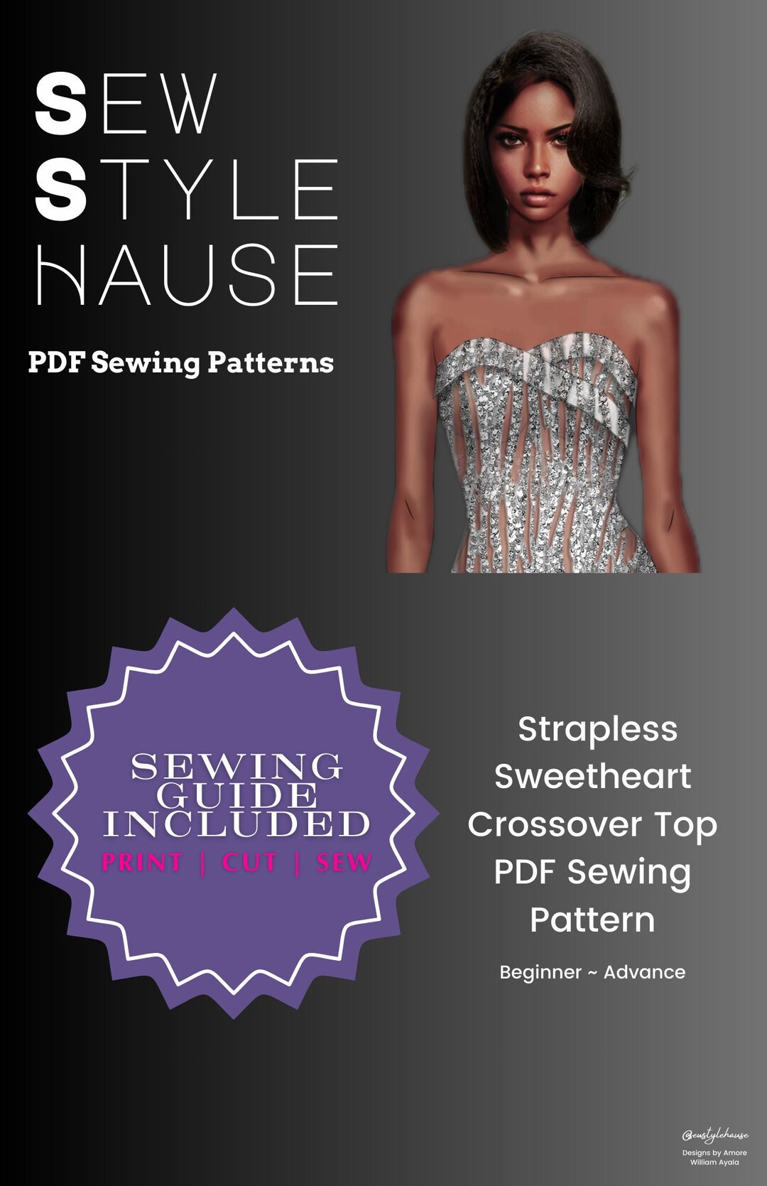 Strapless Cross Front Top (woven Fabric) PDF Sewing Pattern - Etsy