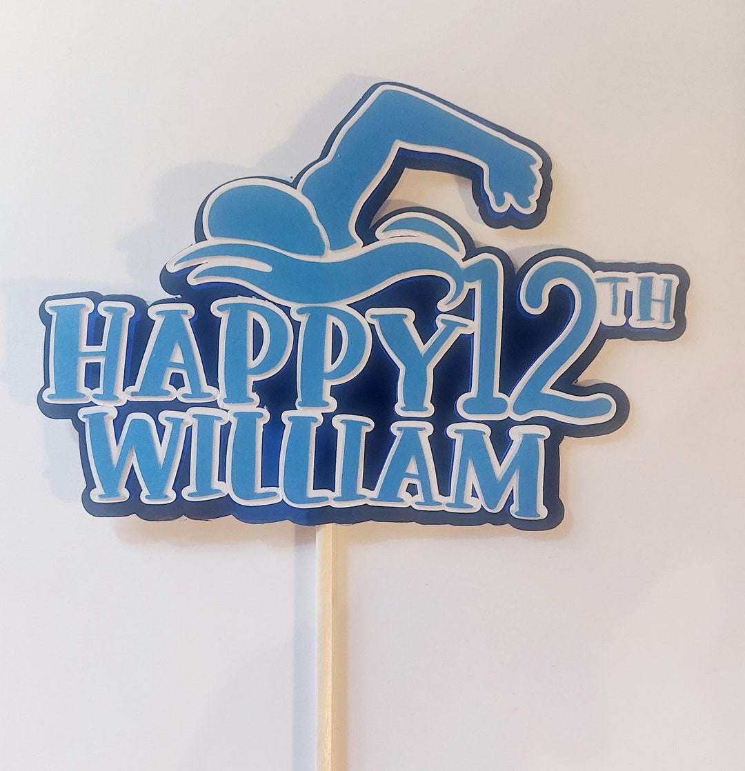 Personalised Swimming Themed Cake Topper - Etsy