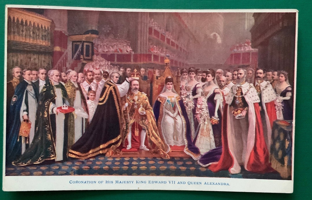 Coronation King Edward V11 & Queen Alexander Old Postcard Unused Rare ...