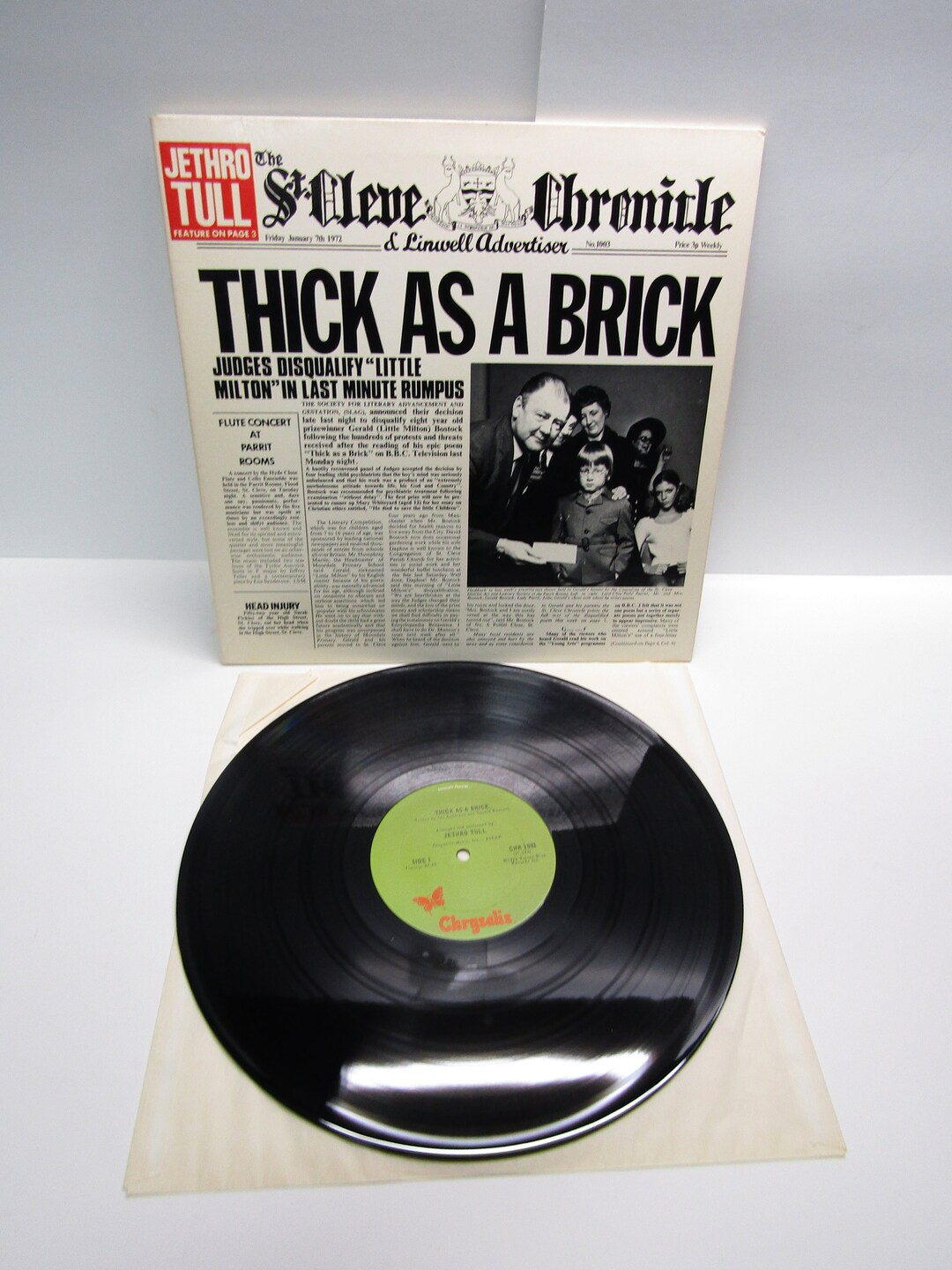 1972 Orig Chrysalis Records Jethro Tull "thick as a Brick" LP Vinyl ...