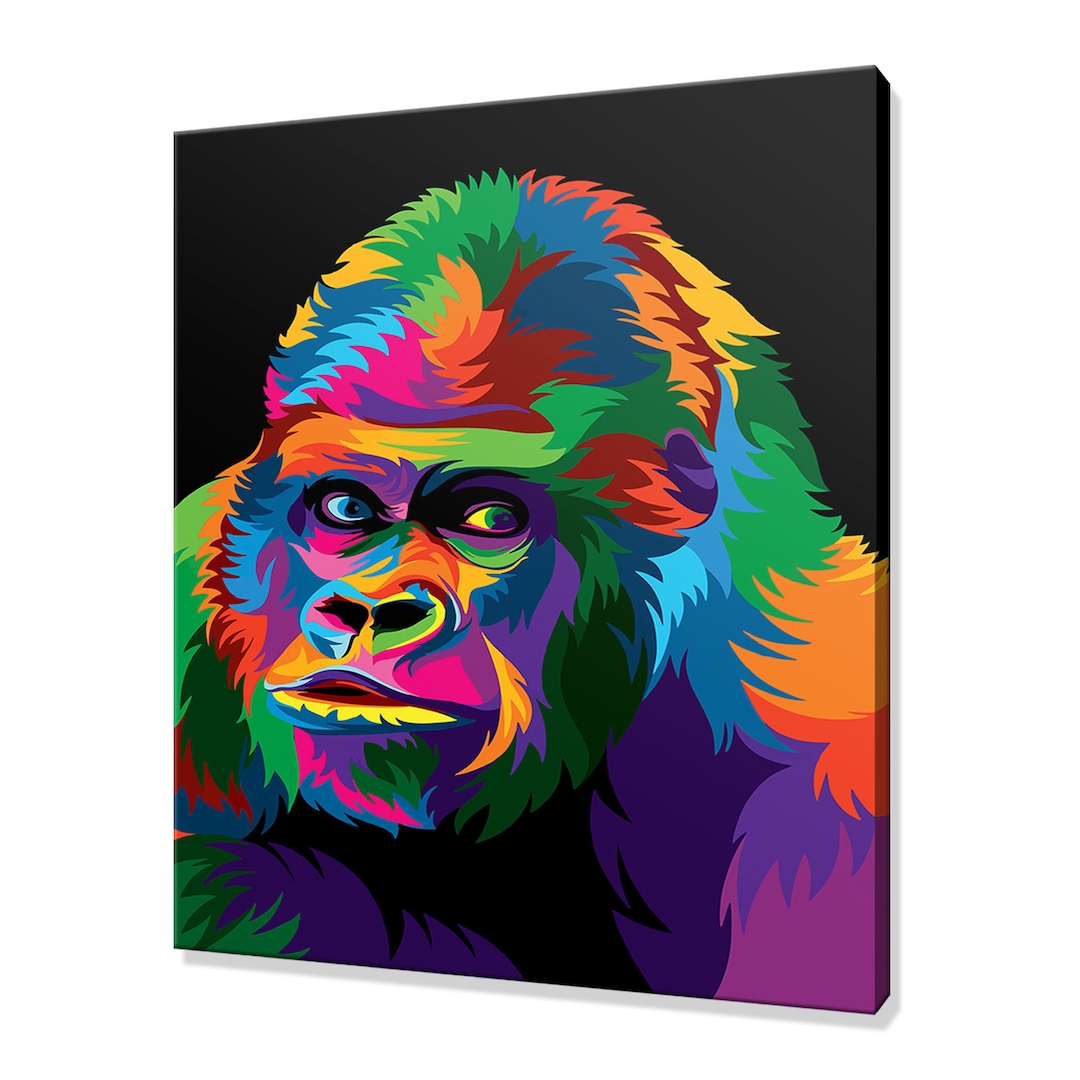 Colourful Gorilla Ape Abstract Modern Design Pet Home Decor Canvas ...