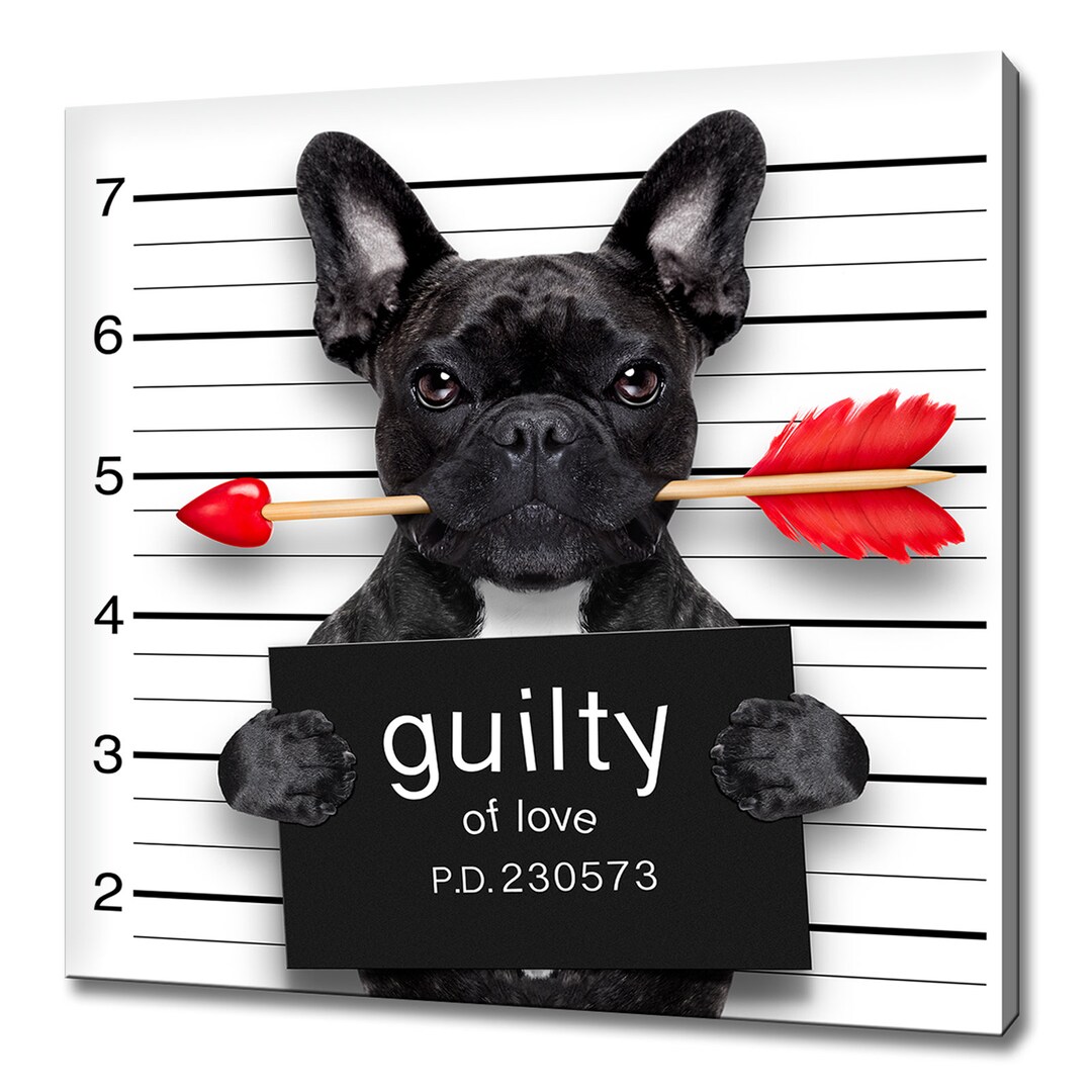 French Bulldog Dog With an Arrow Guilty of Love Humourous Animal Modern ...