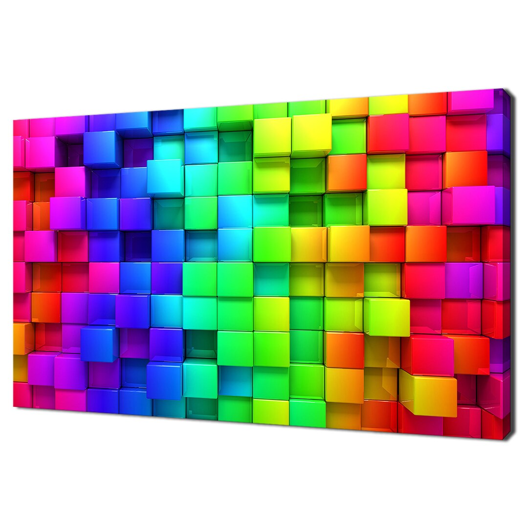 Colourful Rainbow Boxes Abstract Modern Design Home Decor Canvas Print ...