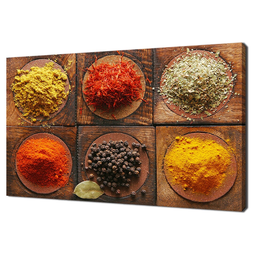 Various Colourful Spices on Wooden Board Kitchen Modern Design Home ...