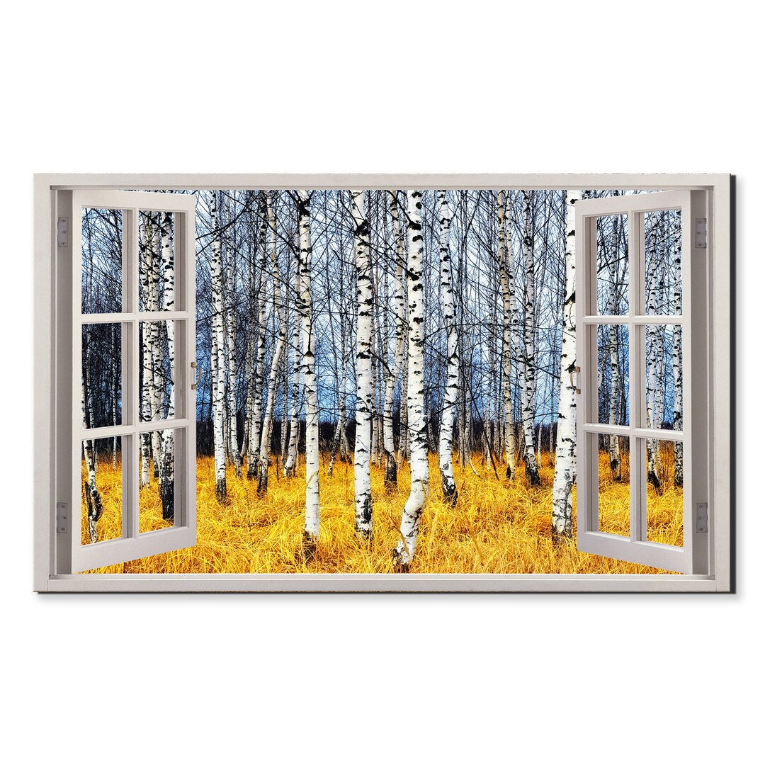 Birch Trees Grove Forest Trees Window View, Window Frame Style Modern ...