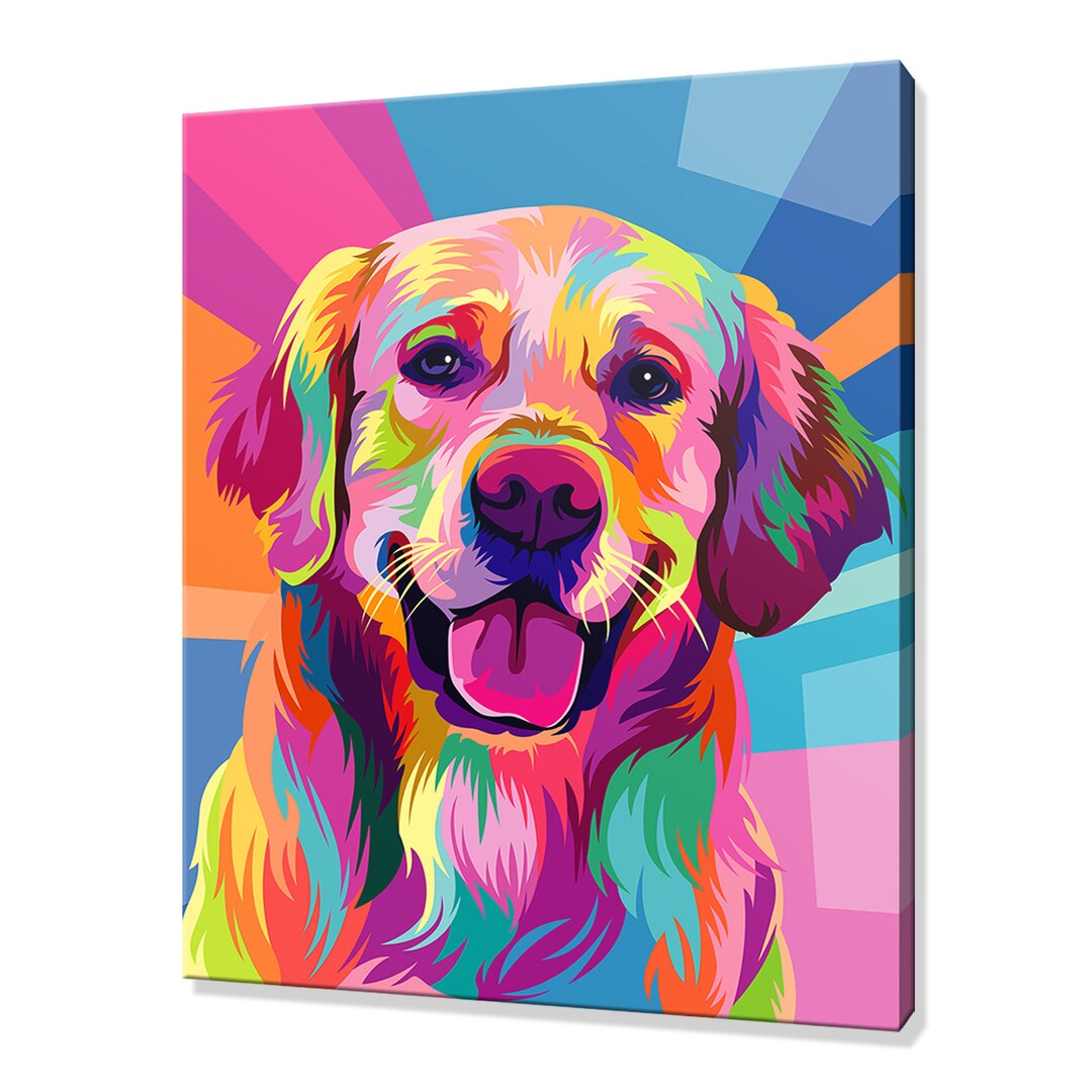 Colourful Golden Retriever Dog, Abstract Modern Design Pet Home Decor ...