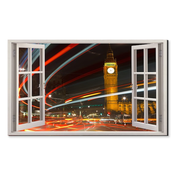 Traffic at Night Big Ben London Window View Window Frame - Etsy