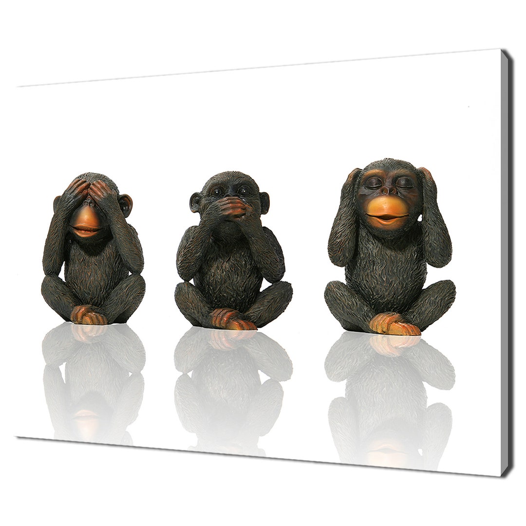 Three Wise Monkeys Animals Modern Design Home Decor Canvas Print Wall ...
