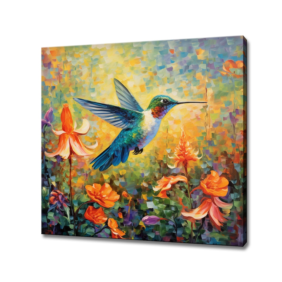 Beautiful Hummingbird in Flight Canvas Print, Gift for Hummingbird Bird ...