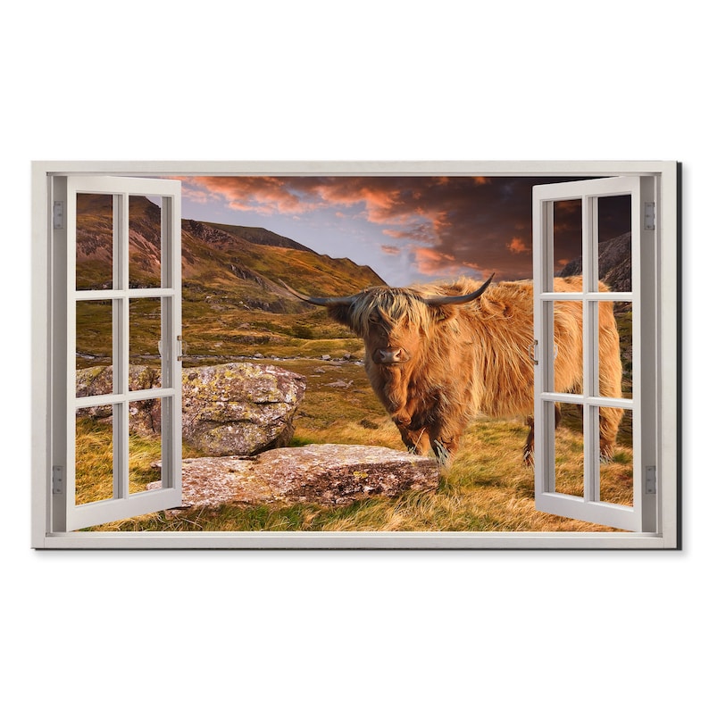 Scottish Highland Cow Window View Window Frame Style Modern - Etsy
