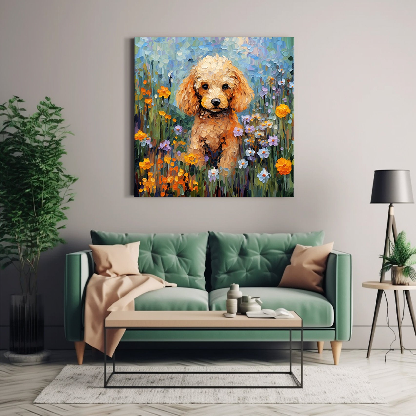 Cute Poodle Puppy Dog Animal Canvas Print, Gift for Poodle Dog Lover ...