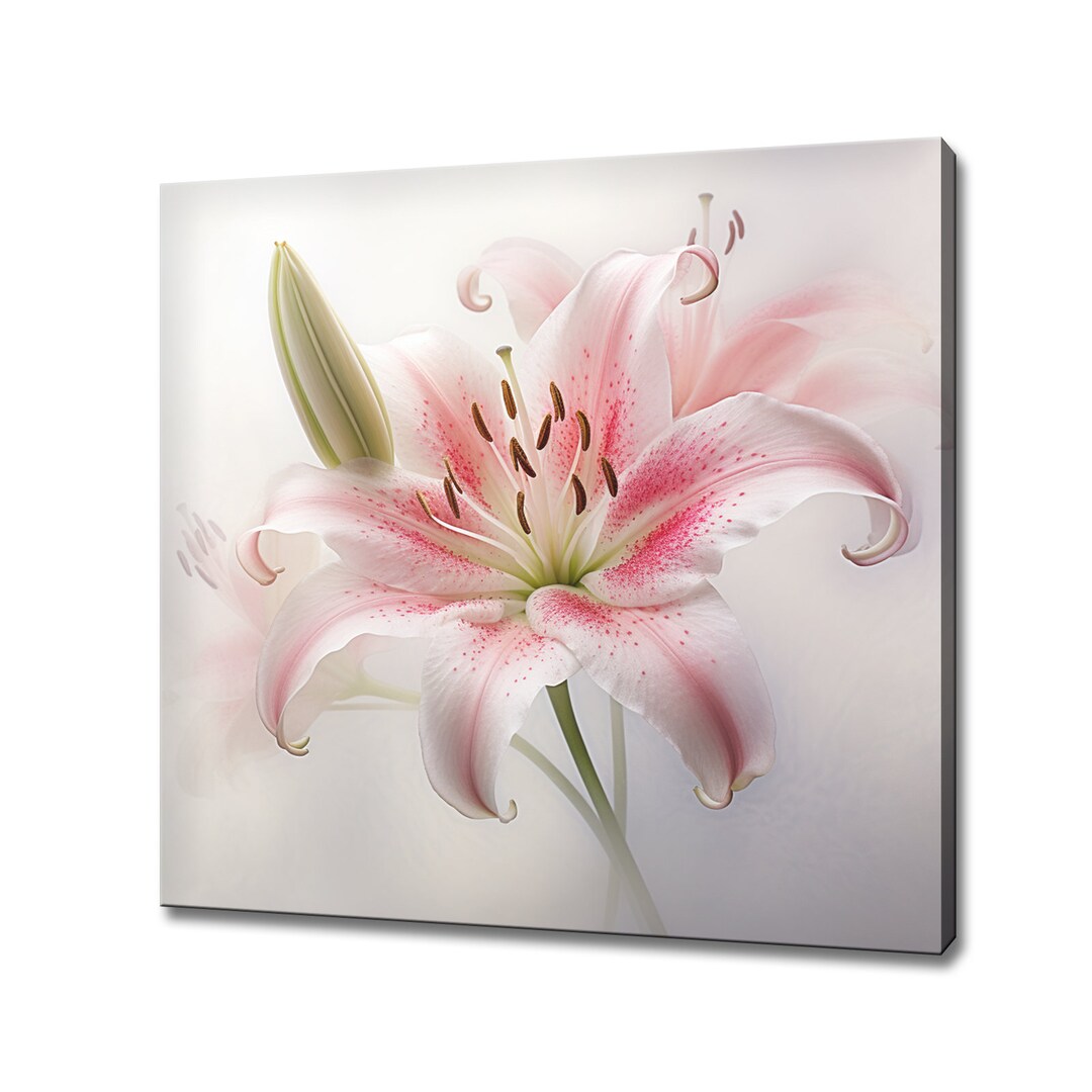 Pink Lily Flower Close up Canvas Print Wall Art, Modern Floral Design ...