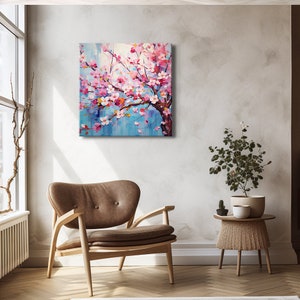 Cherry Blossom Flowers Tree Brunch, Oil Painting Style Canvas Print ...