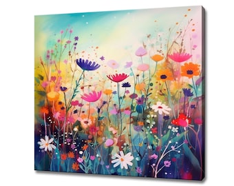 Wildflower on Canvas, Spring Time, Abstract Print, Floral Decor ...