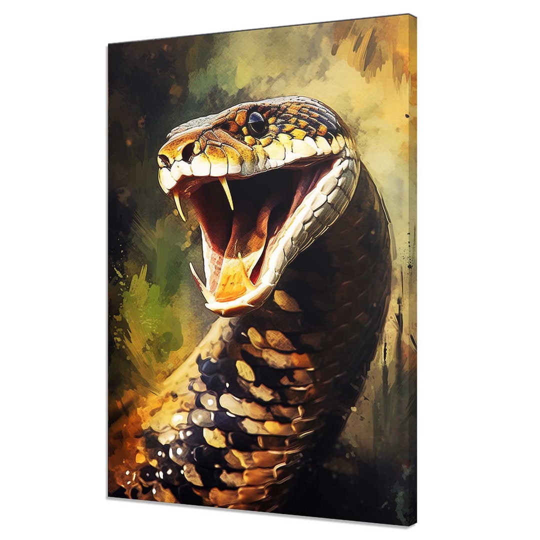 Beautiful Colourful King Cobra Hissing Snake Animal Modern Painting ...