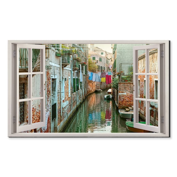 Venice Canal Italy Window View Window Frame Style Modern - Etsy